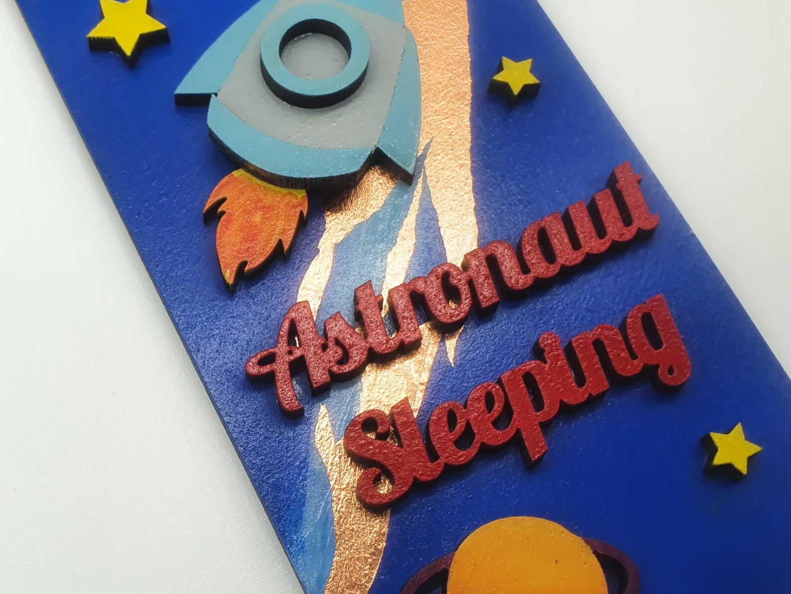 Space themed door hanger. Astronaut sleeping do not disturb | Etsy
