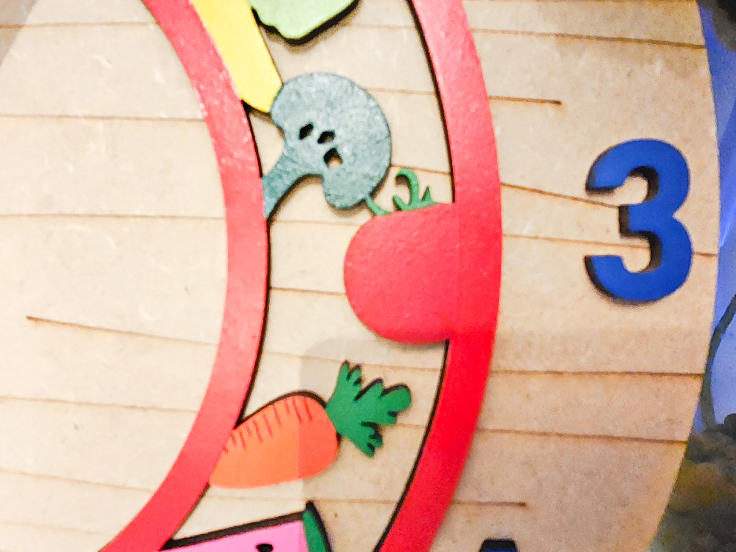 Fruit & Vegetable Themed Wall Clock. Bedroom, Nursery Art, Time Teller ...