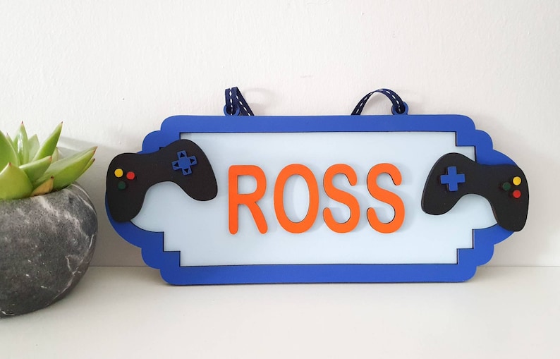 Gaming Themed Personalised Wooden Door Signs. Children's Bedroom Name ...