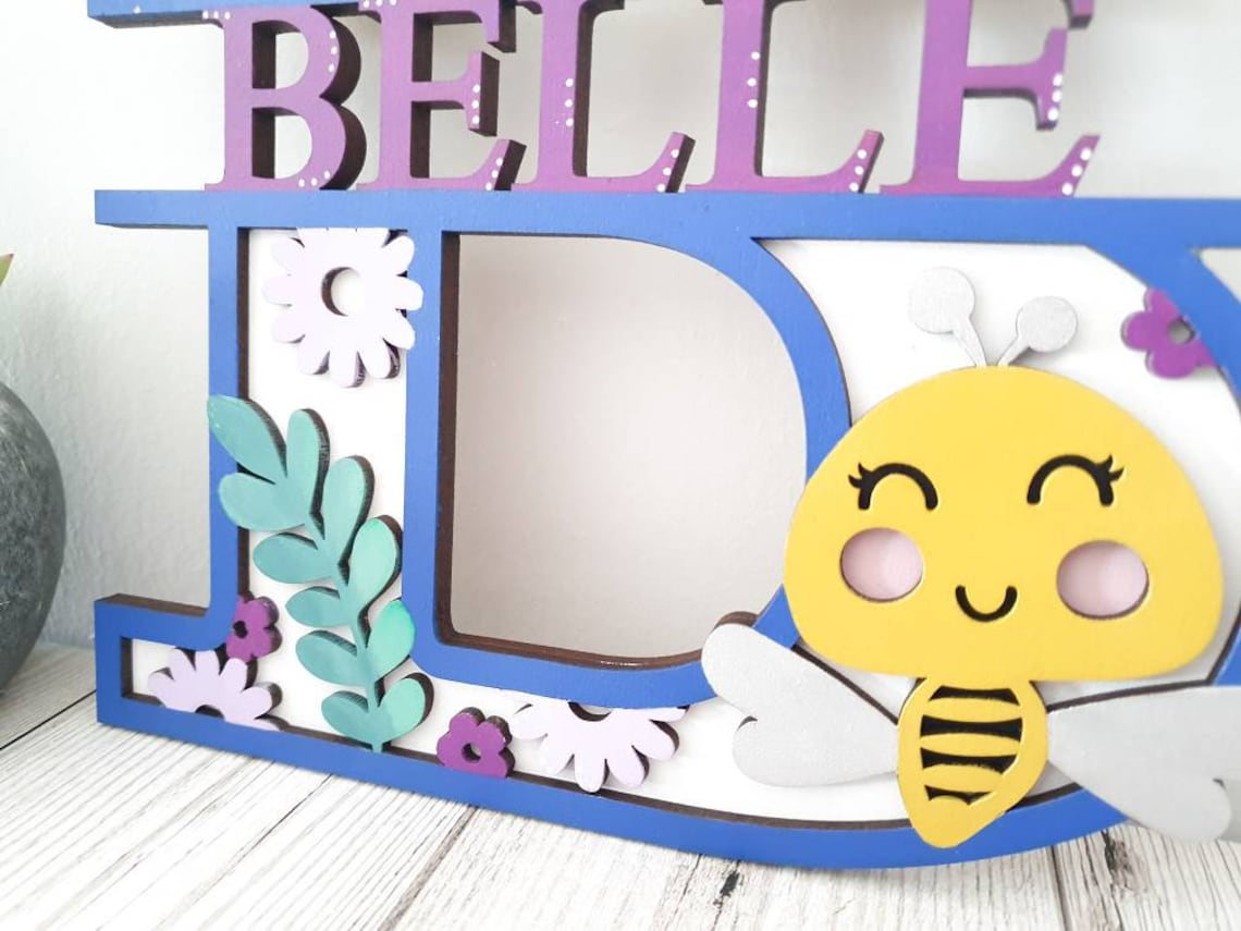 Personalised bumble bee themed letter. Bedroom decoration | Etsy