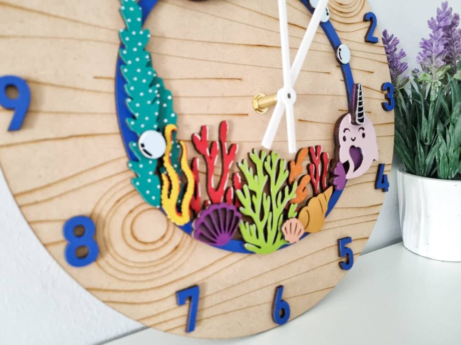 Narwhal, Under the Sea Themed Clock. Wall Art, Time Teller. - Etsy