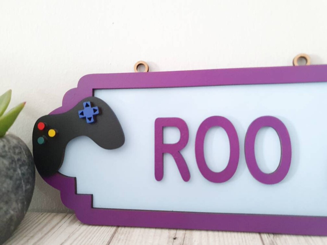 Gaming Themed Personalised Wooden Door Signs. Children's Bedroom Name ...