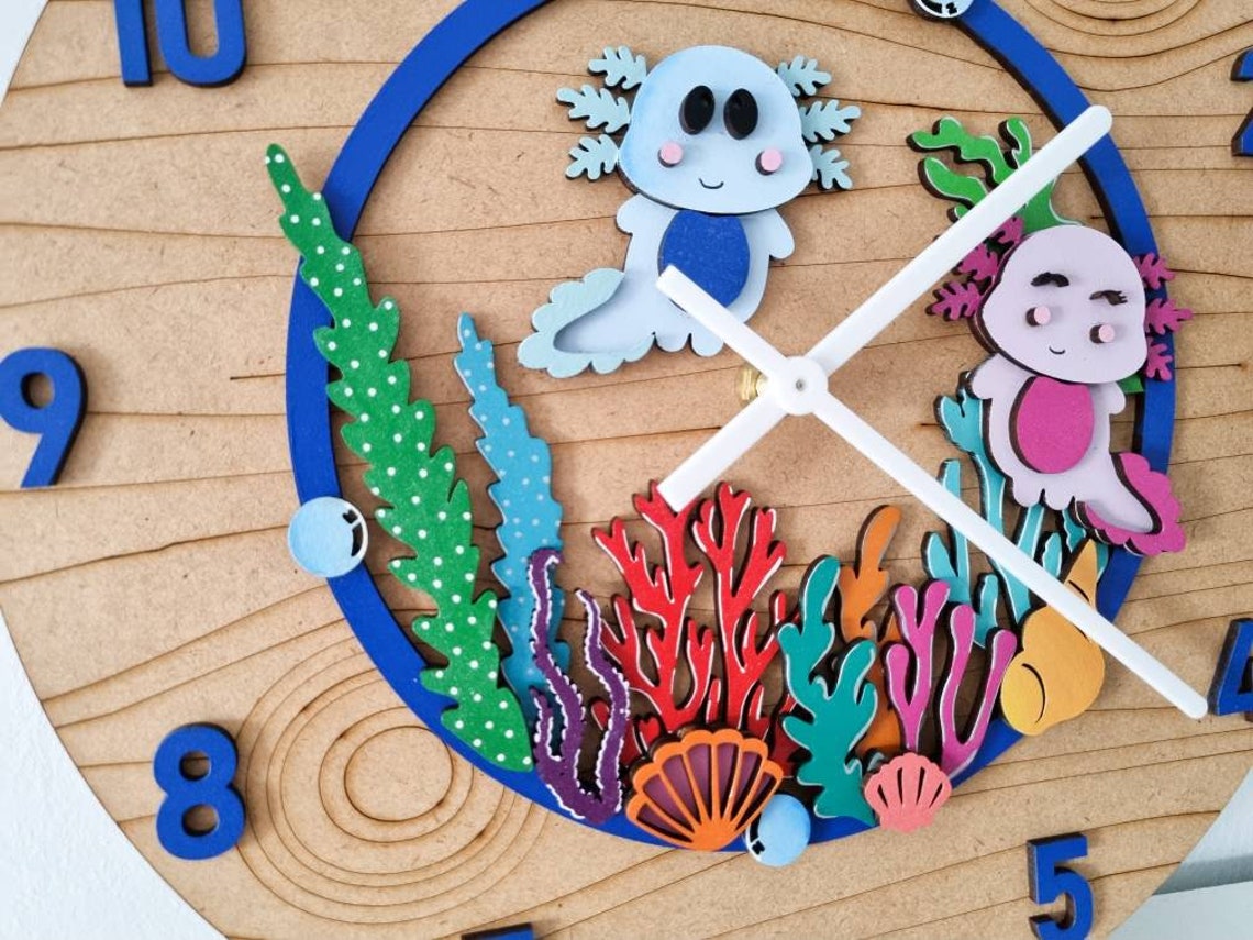 Axolotl, Under the Sea Themed Clock. Wall Art, Time Teller. - Etsy
