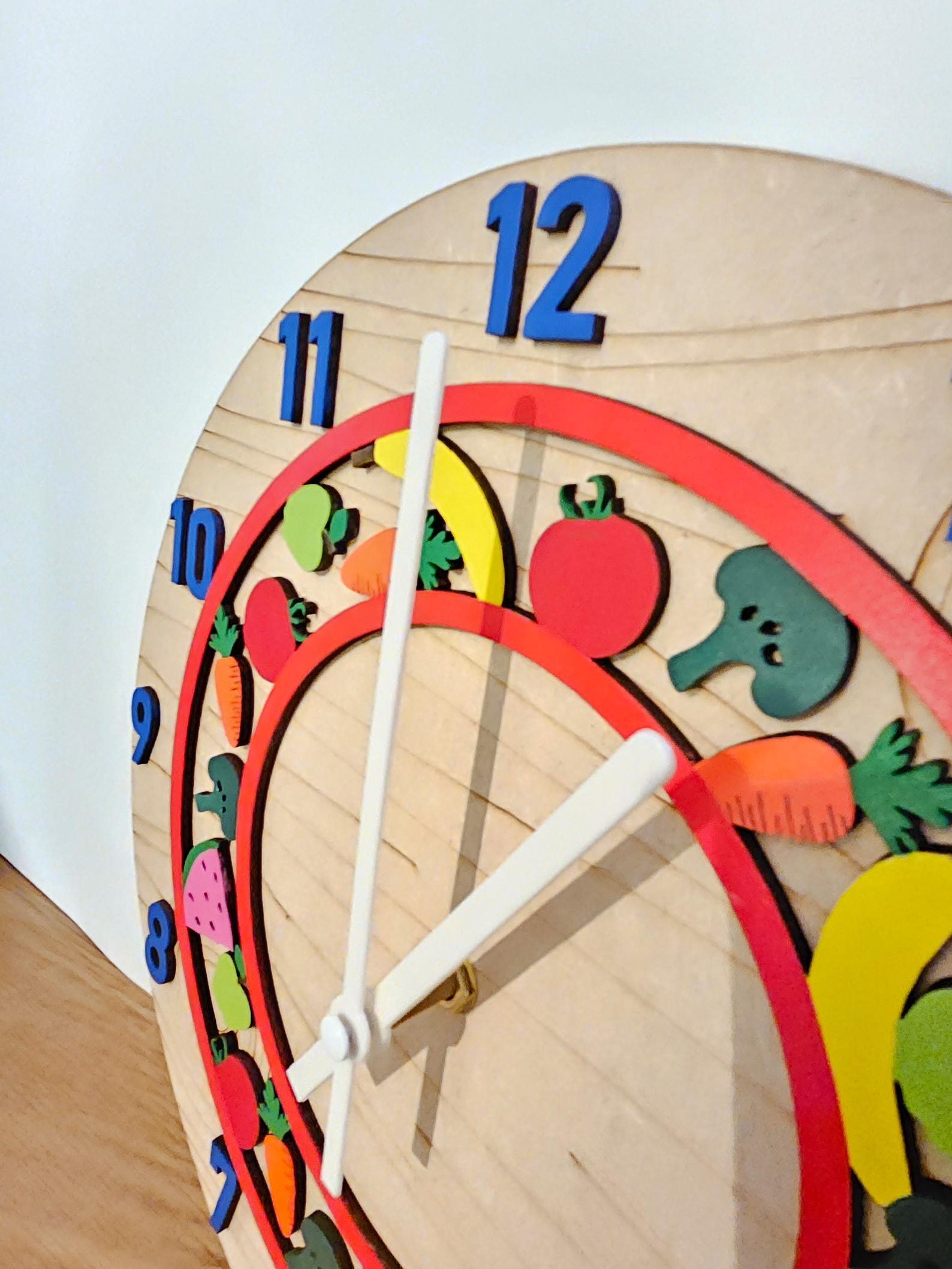 Fruit & Vegetable Themed Wall Clock. Bedroom, Nursery Art, Time Teller ...