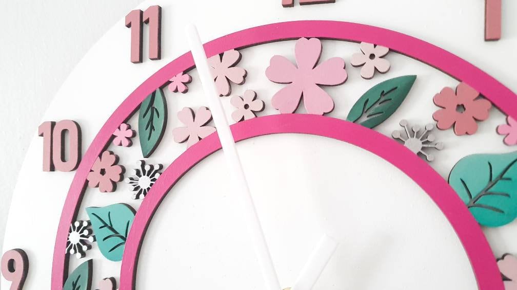 Floral / Flowers Clock. Wall Art Time Teller. - Etsy