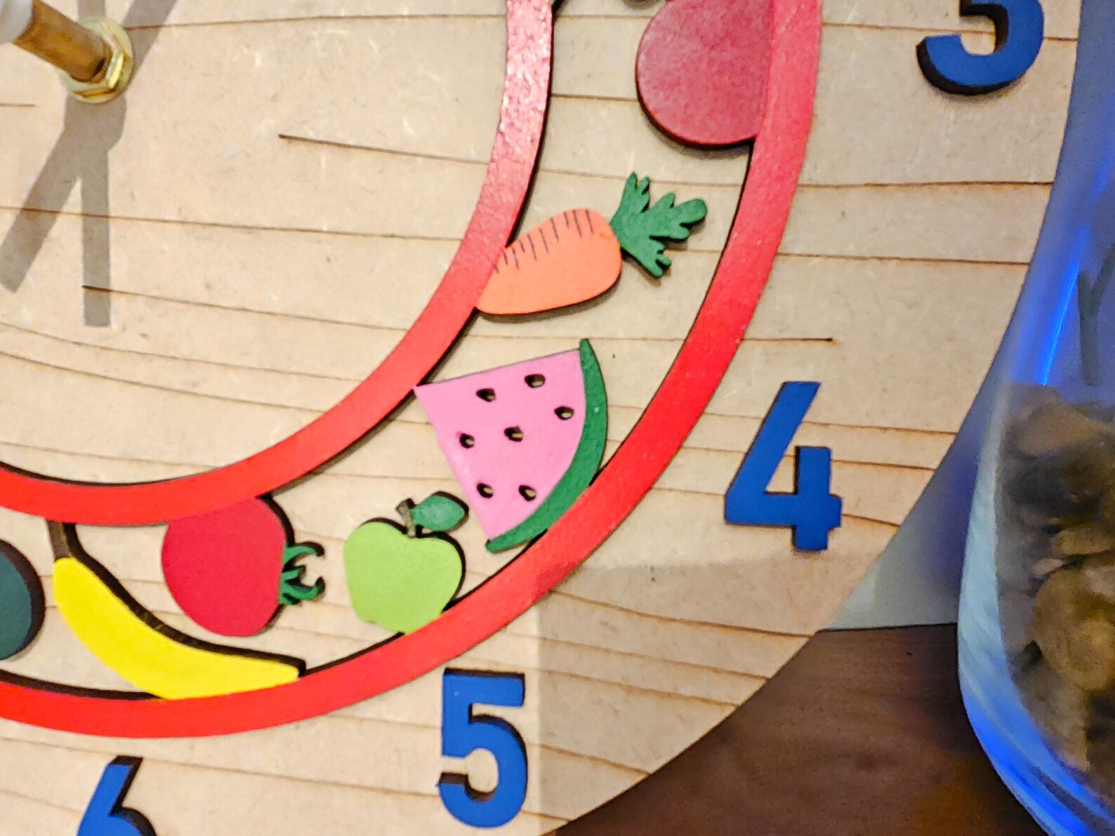 Fruit & Vegetable Themed Wall Clock. Bedroom, Nursery Art, Time Teller ...