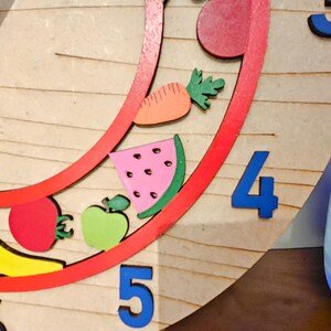 Fruit & Vegetable Themed Wall Clock. Bedroom, Nursery Art, Time Teller ...