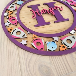 Personalised Space Rocket Circle Plaque. Wall Art, Door Name Sign - Etsy