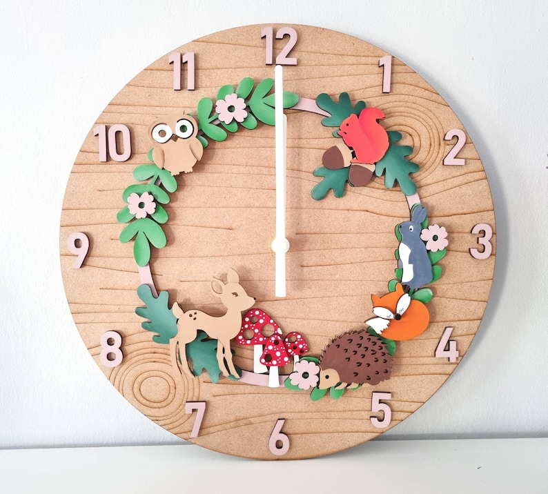 Woodland Themed Clock. Wall Art, Time Teller. - Etsy