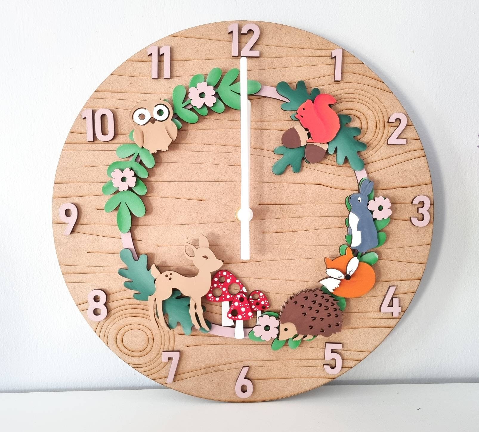 Woodland Themed Clock. Wall Art Time Teller. - Etsy UK