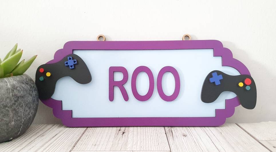 Gaming Themed Personalised Wooden Door Signs. Children's Bedroom Name ...