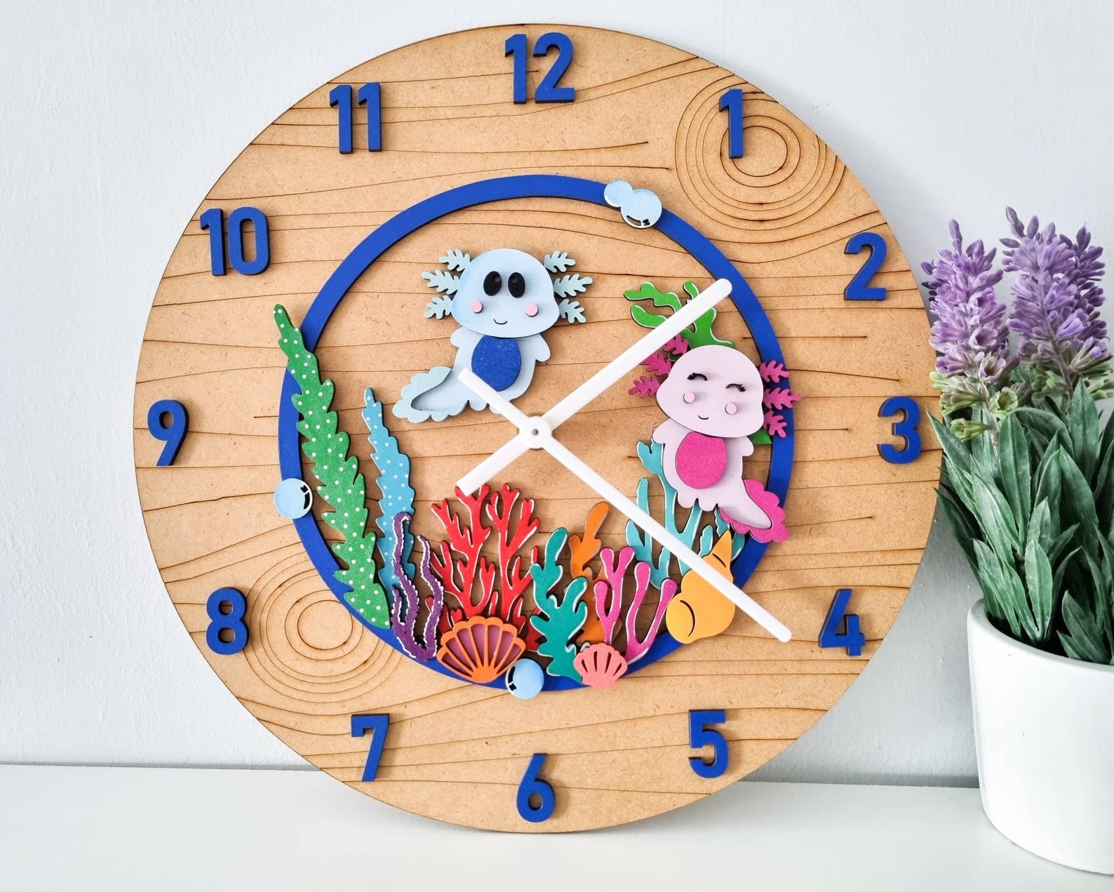Axolotl, Under the Sea Themed Clock. Wall Art, Time Teller. - Etsy