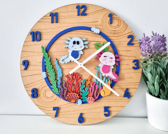 Axolotl Under the Sea Themed Clock. Wall Art Time Teller. | Etsy