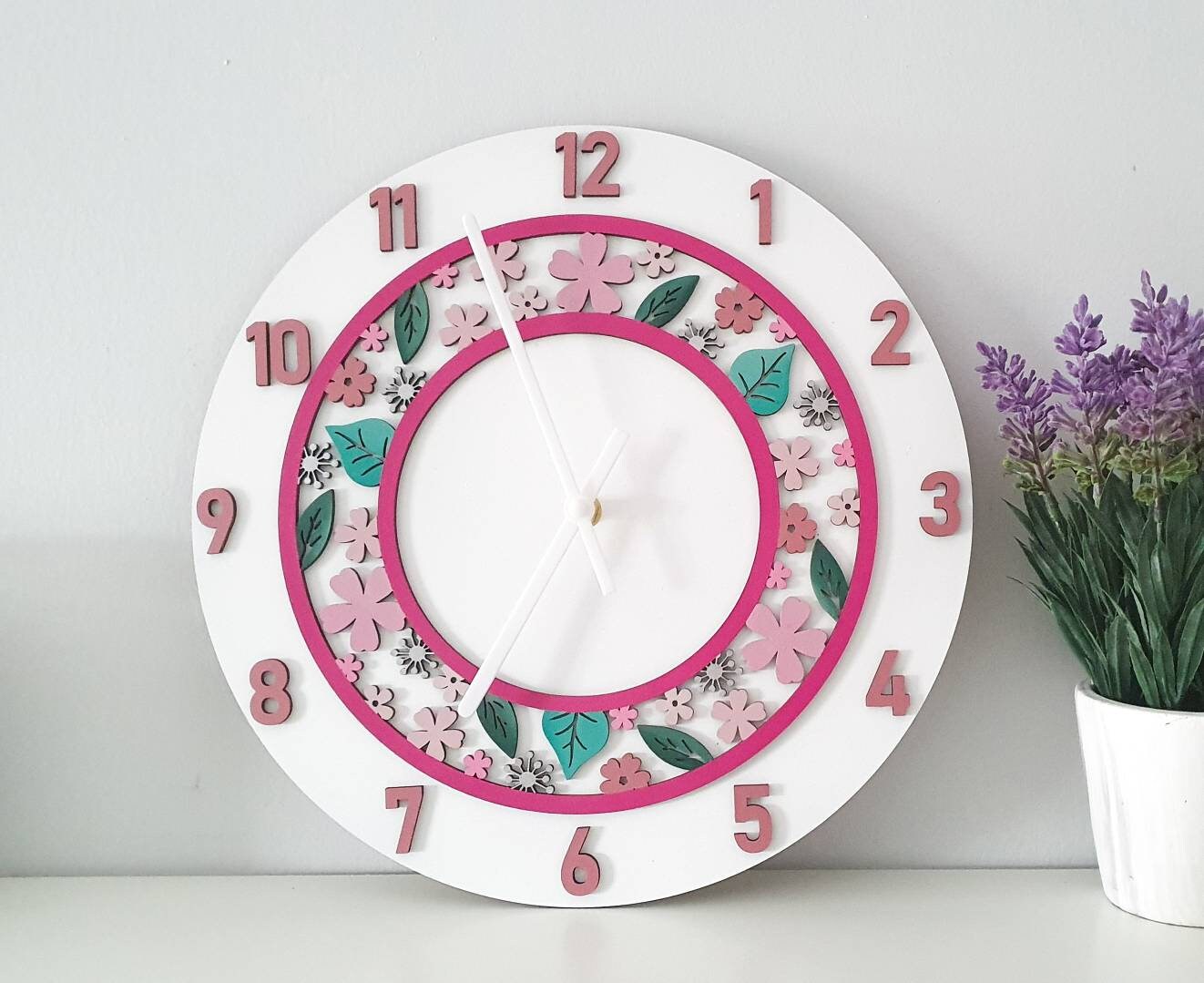 Floral / Flowers Clock. Wall Art Time Teller. - Etsy