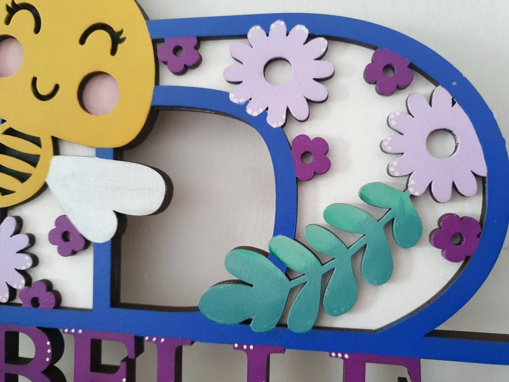 Personalised Bumble Bee Themed Letter. Bedroom Decoration Initial. Full ...
