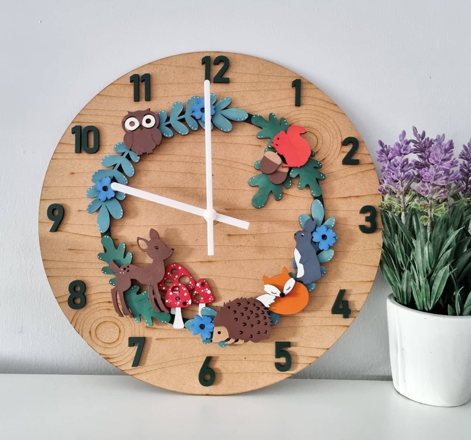 Woodland Themed Clock. Wall Art Time Teller. - Etsy UK