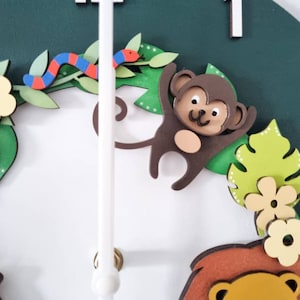 CLOCK Jungle / Safari Animals Clock. Monkey, Lion and Giraffe Bedroom ...