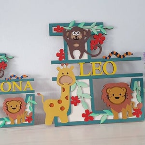 Personalised Jungle / Safari Animals Door Wall Sign Letter. Monkey ...