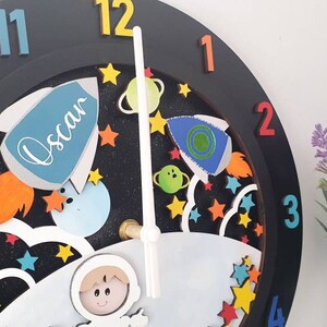 3D Space Themed Wall Clock. Galaxy, Moon Astronaut Bedroom Decoration ...