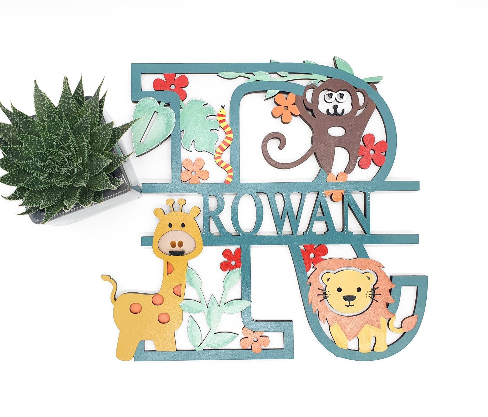 Personalised Jungle / Safari Animals Door Wall Sign Letter. - Etsy