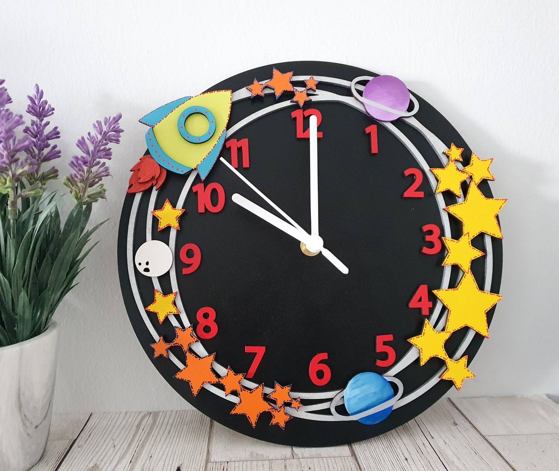 Personalised space themed clock out of this world time piece. | Etsy