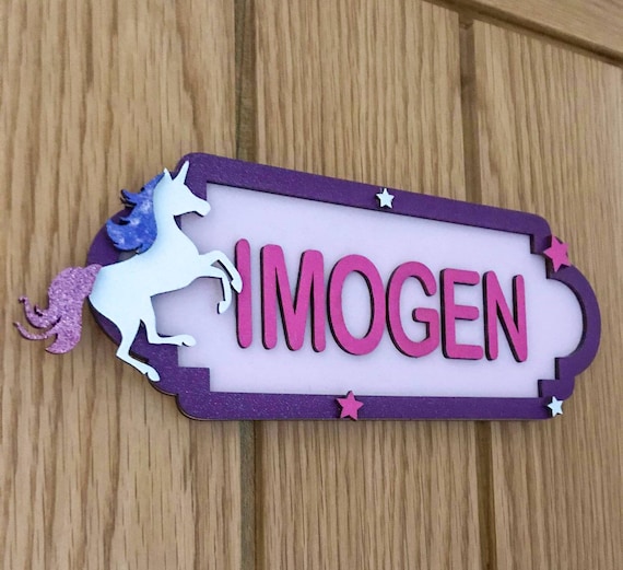 Unicorn Themed Personalised Wooden Door Signs. Children's | Etsy