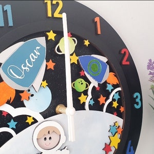 3D Space Astronaut Themed Wall Clock. Galaxy, Moon Astronaut Bedroom ...