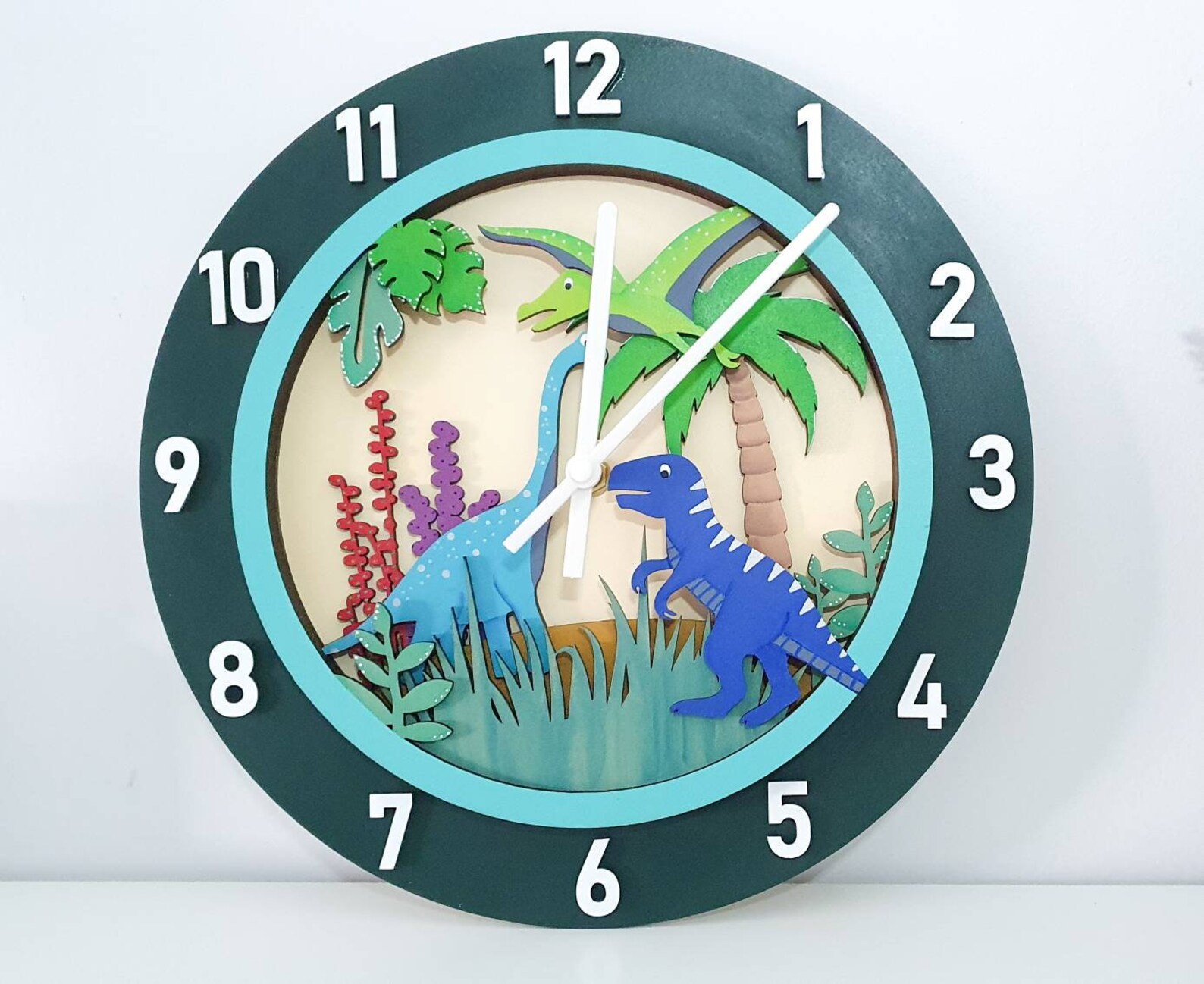 3D Dinosaur Wall Clock. Dino Scene Bedroom Decoration | Etsy UK