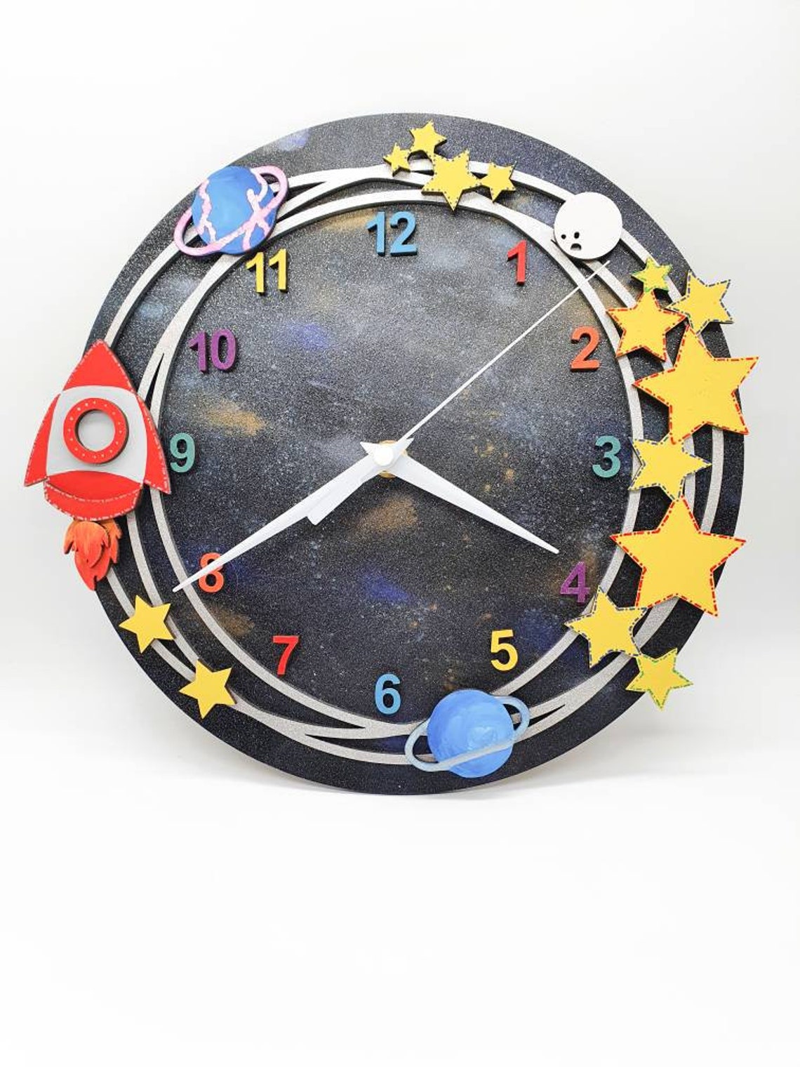 Personalised space themed clock out of this world time piece. | Etsy