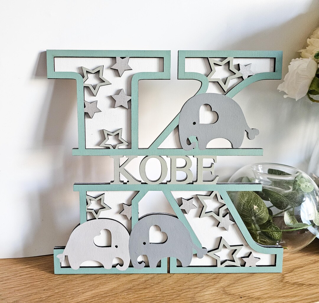 Personalised Elephant Door/wall Sign Letter. Jungle, Safari Bedroom ...