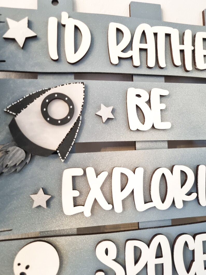 Space Themed Pallet Sign. Quirky Children's Wall Art. - Etsy