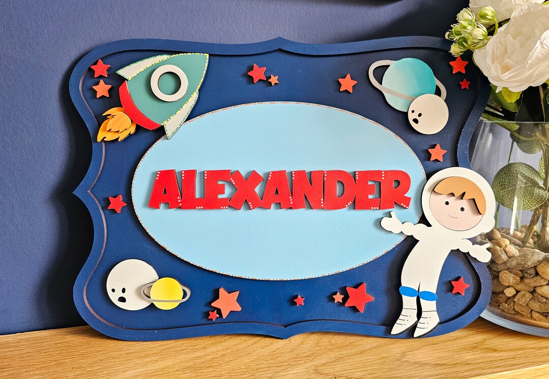 Personalised Space Extra Large Door Sign, Name Plate, Door Hanger ...