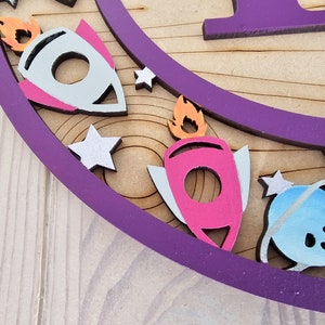 Personalised Space Rocket Circle Plaque. Wall Art, Door Name Sign - Etsy UK