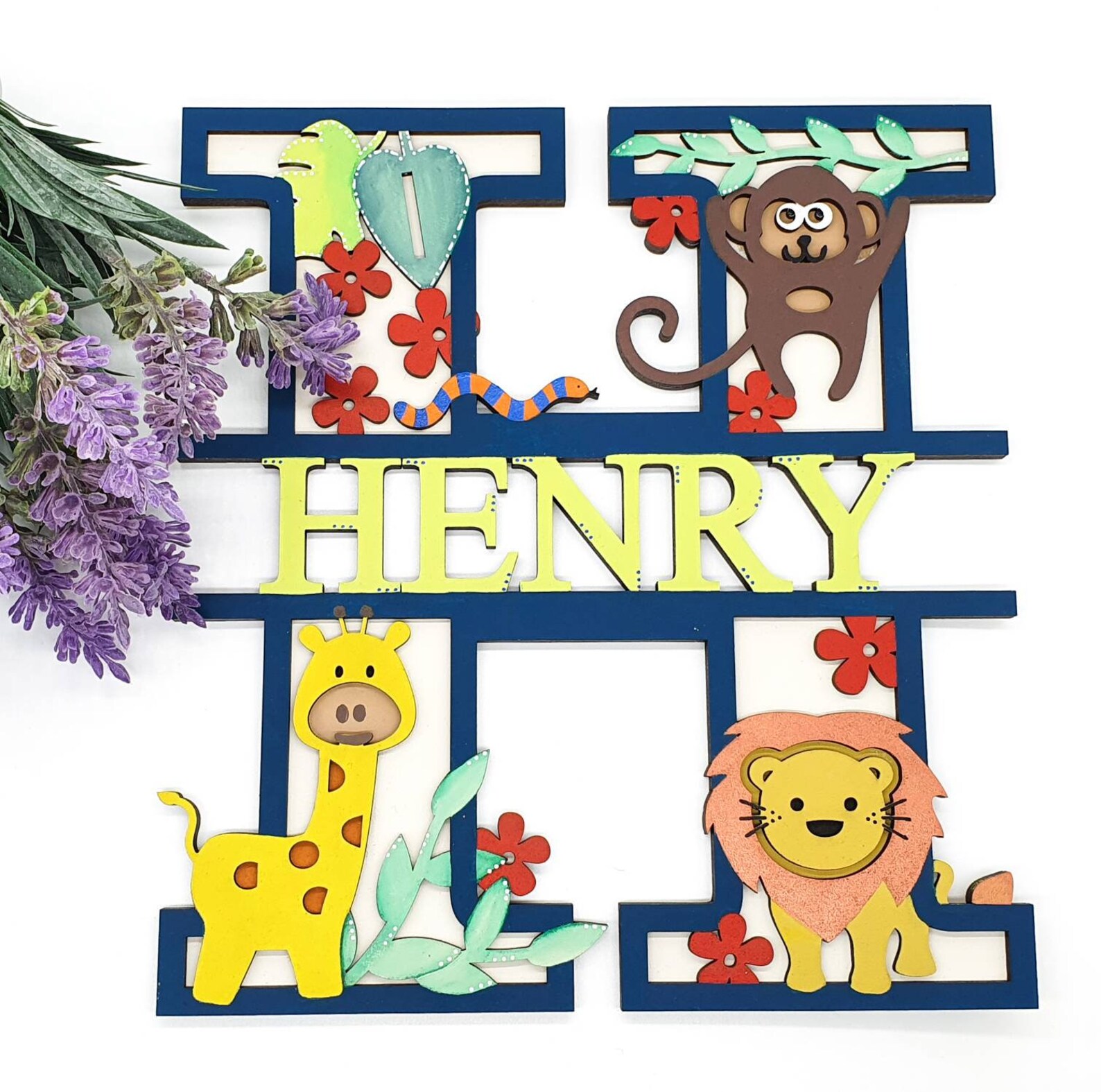 Personalised Jungle / Safari Animals Door Wall Sign Letter. | Etsy UK