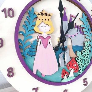 Childrens Princess Themed Wall Clock. Fairytale Castle and Princess ...