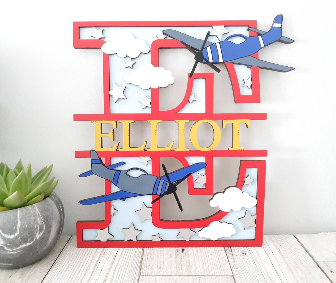 Personalised aeroplane themed letter. Plane bedroom decoration | Etsy