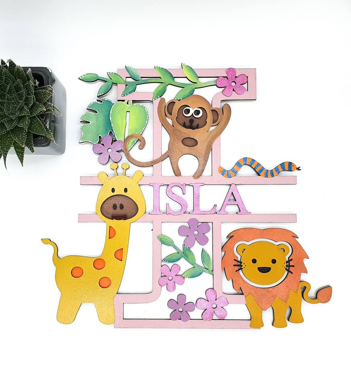 Personalised Jungle / Safari Animals Door Wall Sign Letter. | Etsy UK