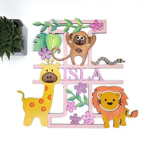 Personalised Jungle / Safari Animals Door Wall Sign Letter. Monkey ...