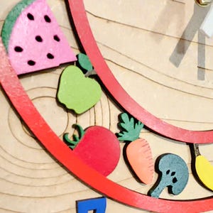 Fruit & Vegetable Themed Wall Clock. Bedroom, Nursery Art, Time Teller ...