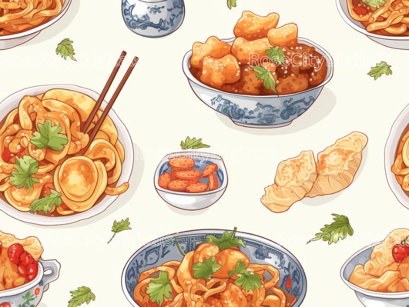 Chinese Food Seamless DIGITAL PRINT - Etsy