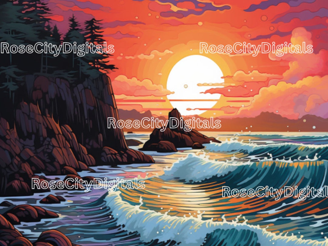 Oregon Coast Sunset DIGITAL PRINT Wall Art - Etsy