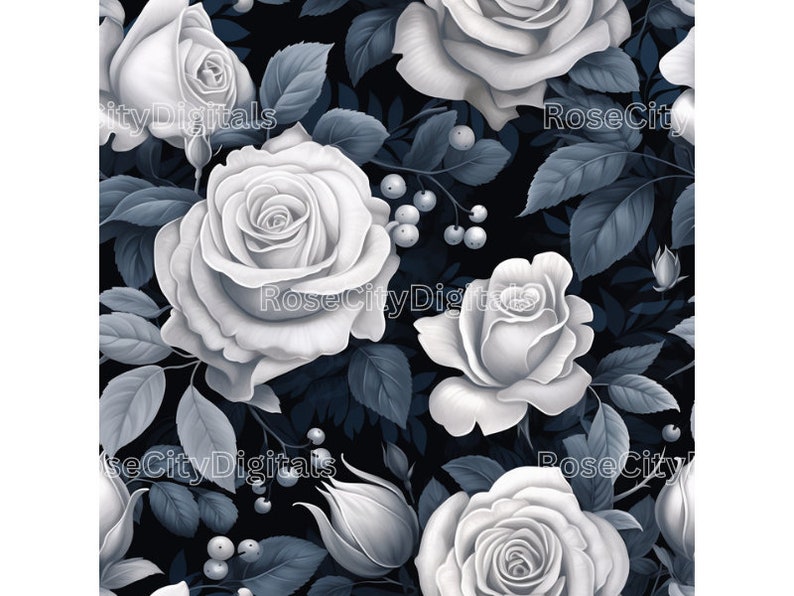 Grey Roses Seamless DIGITAL PRINT - Etsy