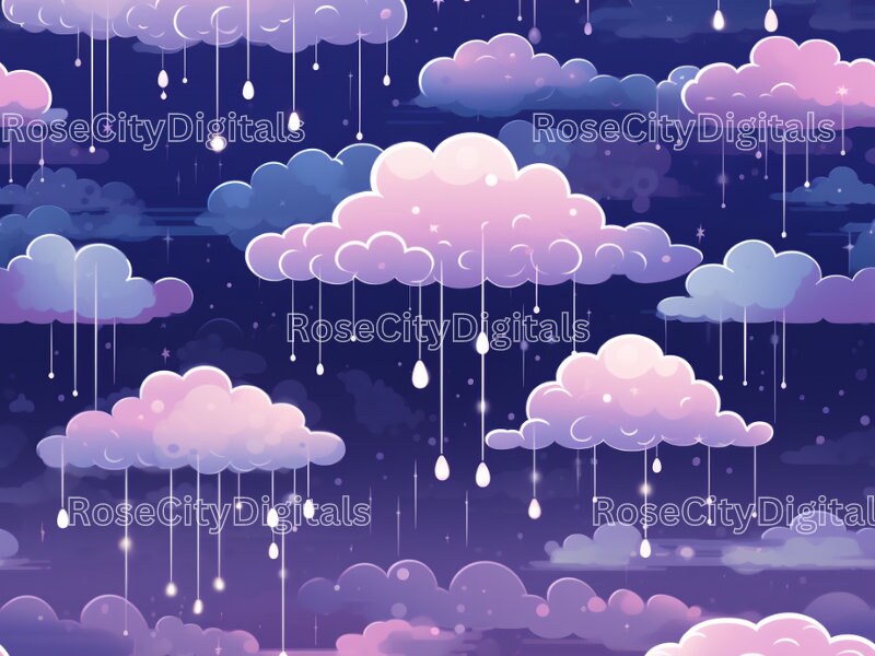 Pastel Rain Cloud Seamless DIGITAL PRINT - Etsy