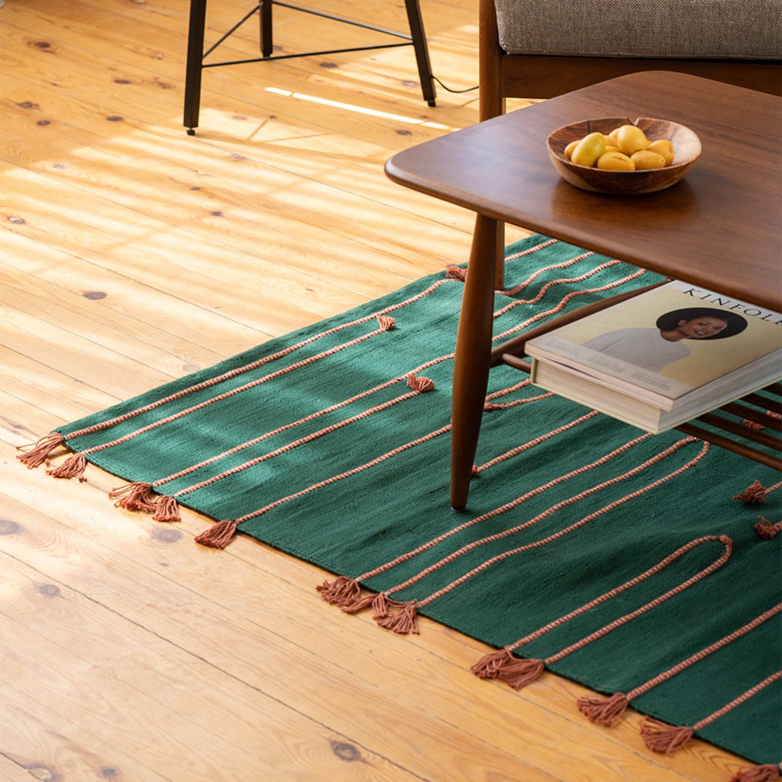 Green Flatwoven Cotton Kilim Rug Living Room Area Rug Runner - Etsy