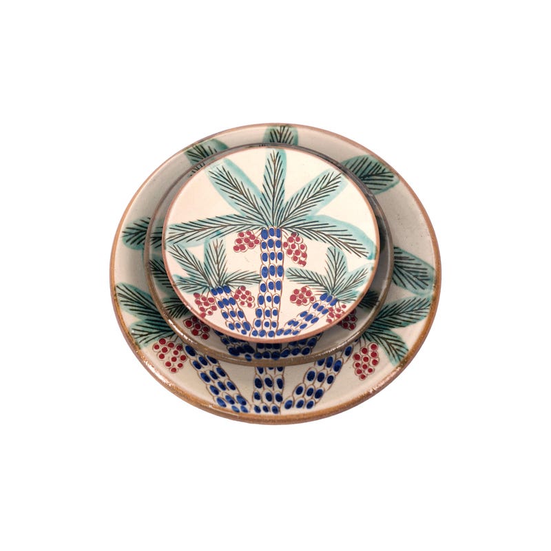 Green Ceramic Palm Plates - Etsy