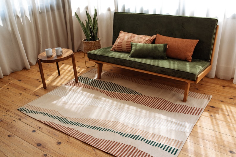 Colorful Living Room Area Rug 8x10 | Asymmetric Contemporary Accent ...