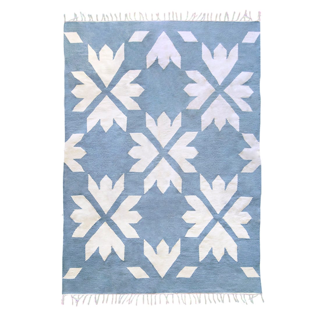 Bloom Flatwoven Wool Kilim Rug Handwoven Floral Sky Blue off - Etsy