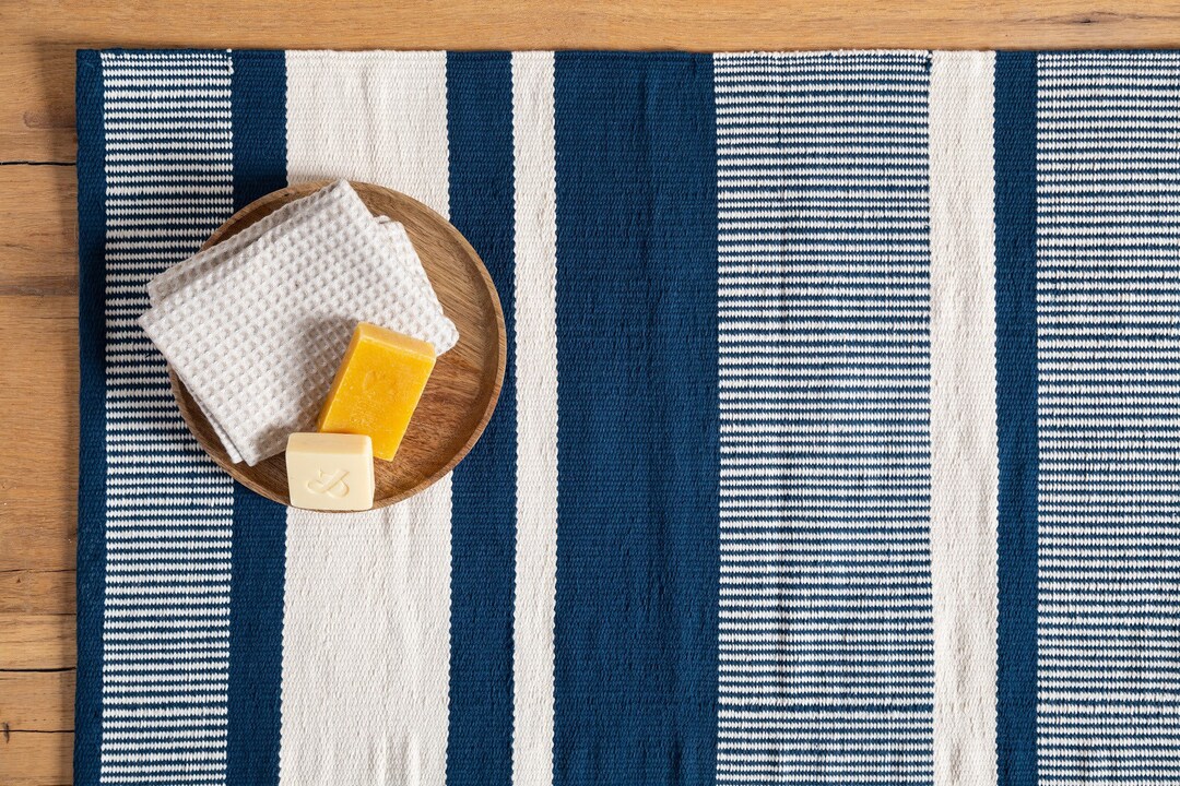Navy Blue Indigo Bathroom Bath Mat | Bathmat Rug Runner | Bathtub ...