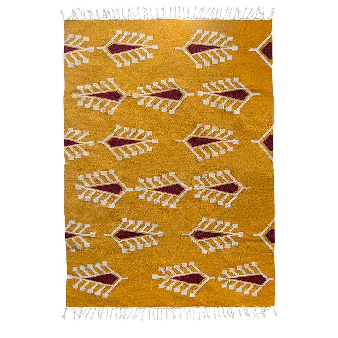 Cypress Flatwoven Modern Wool Kilim Rug; Floral Mustard Area Rug Runner ...