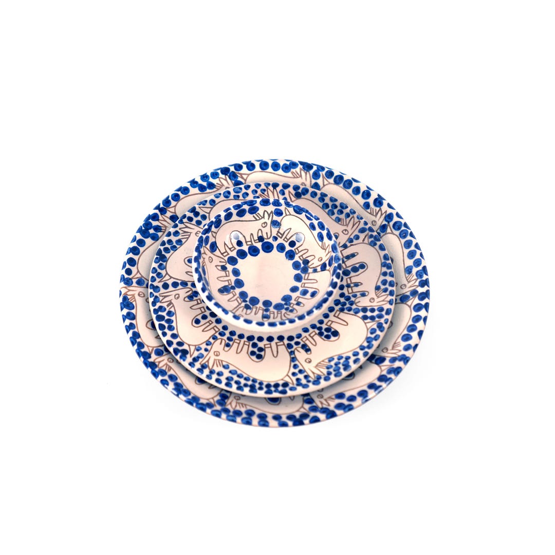 Blue Artistic Ceramic Serve Ware Set | Handmade Sauce Dessert Dinner ...